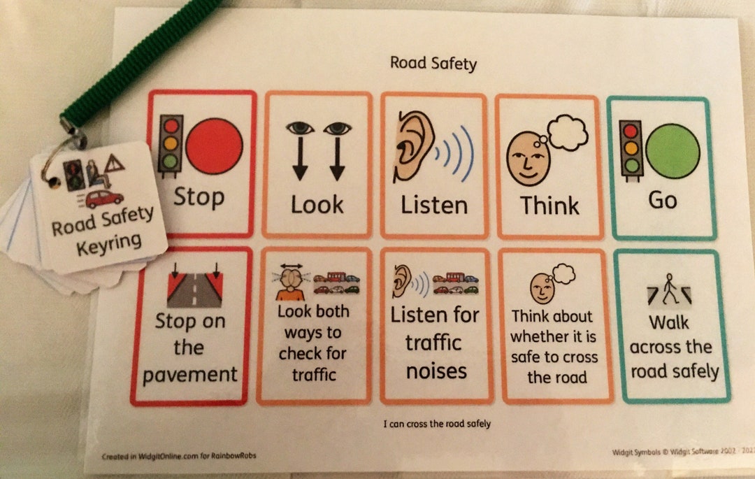Road Safety Poster & Flash Cards on Keyring Asd/autism/adhd/childminder ...