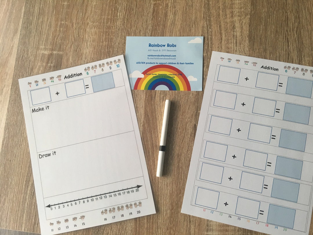 Home School Education Key Stage 1 Maths Addition Set 1-20 Reusable With ...