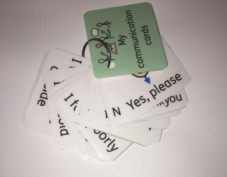 Communication Flash Cards on a Keyring & Communication Mat Set - ASD ...