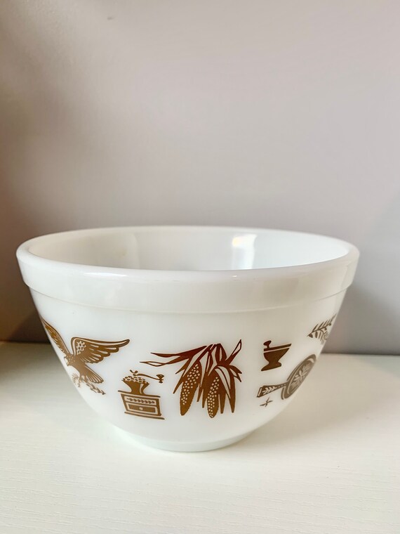Vintage Pyrex Early American Brown on White Nesting Mixing Bowl #402 ...