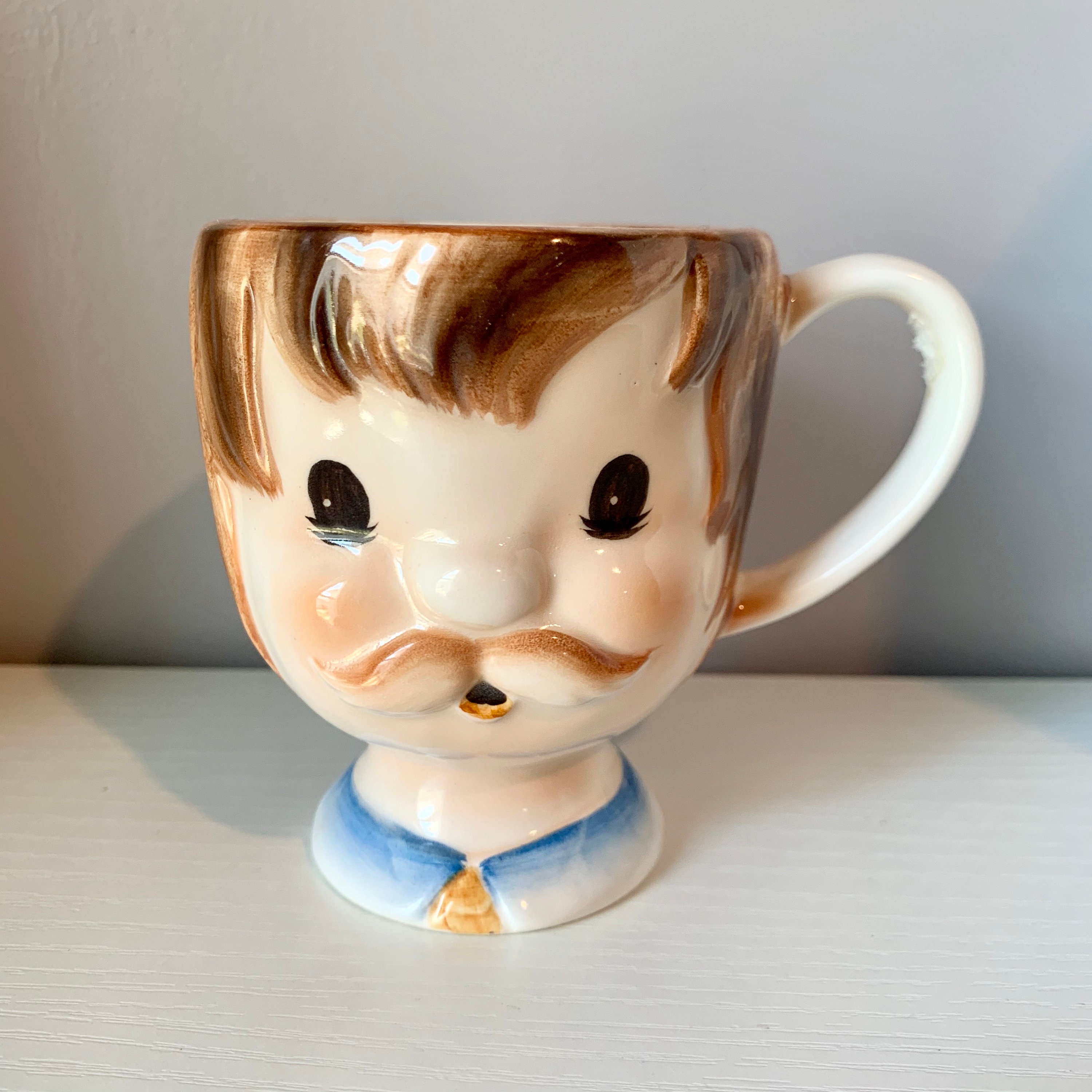 Vintage Face Mug Mustached Man Japan Kitschy Anthropomorphic - Etsy