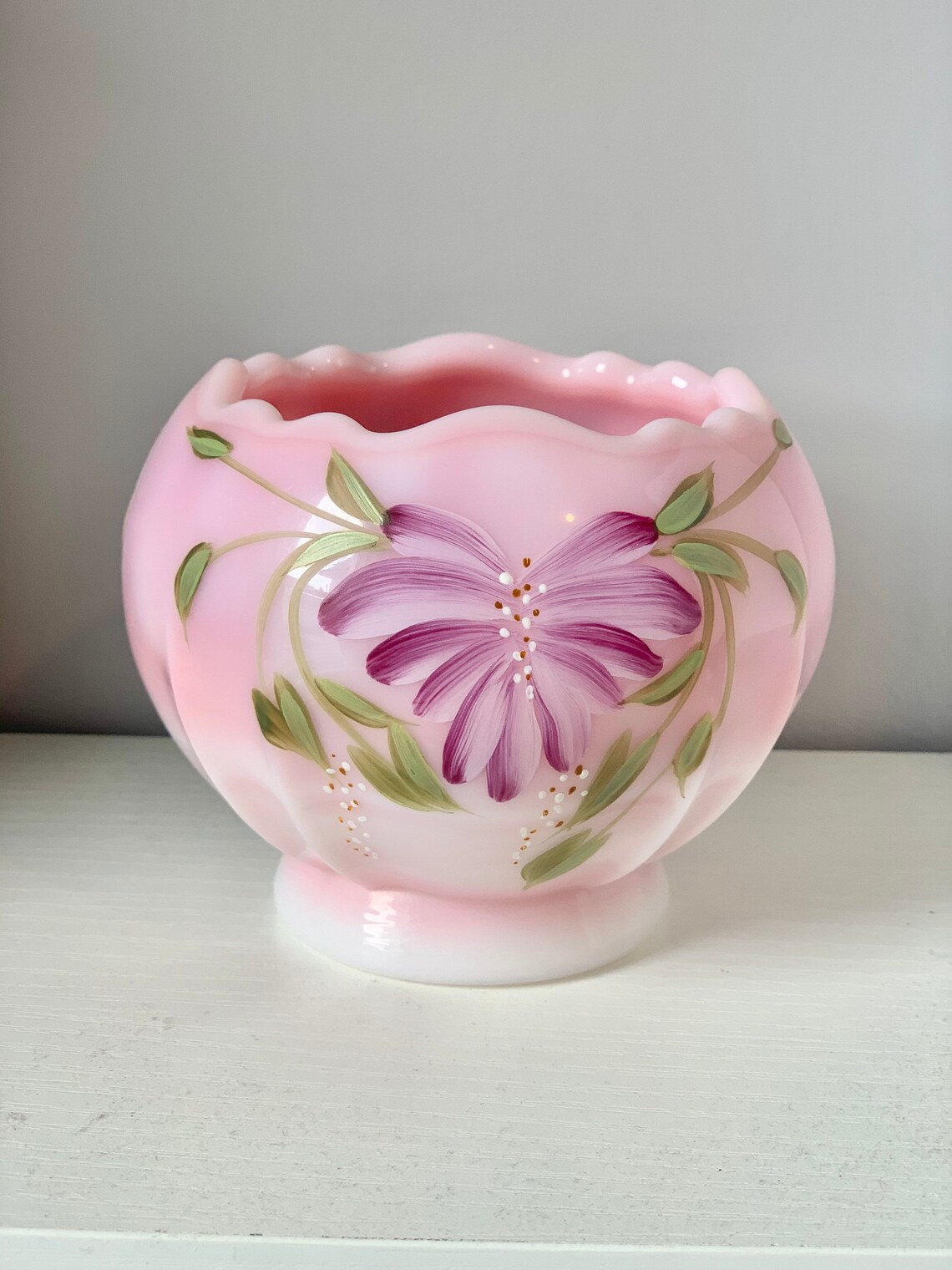 Fenton Art Glass Rosalene Rose Bowl Pink Hand Painted Limited | Etsy Fenton Art Glass Rosalene Rose Bowl Pink Hand Painted Limited | Etsy