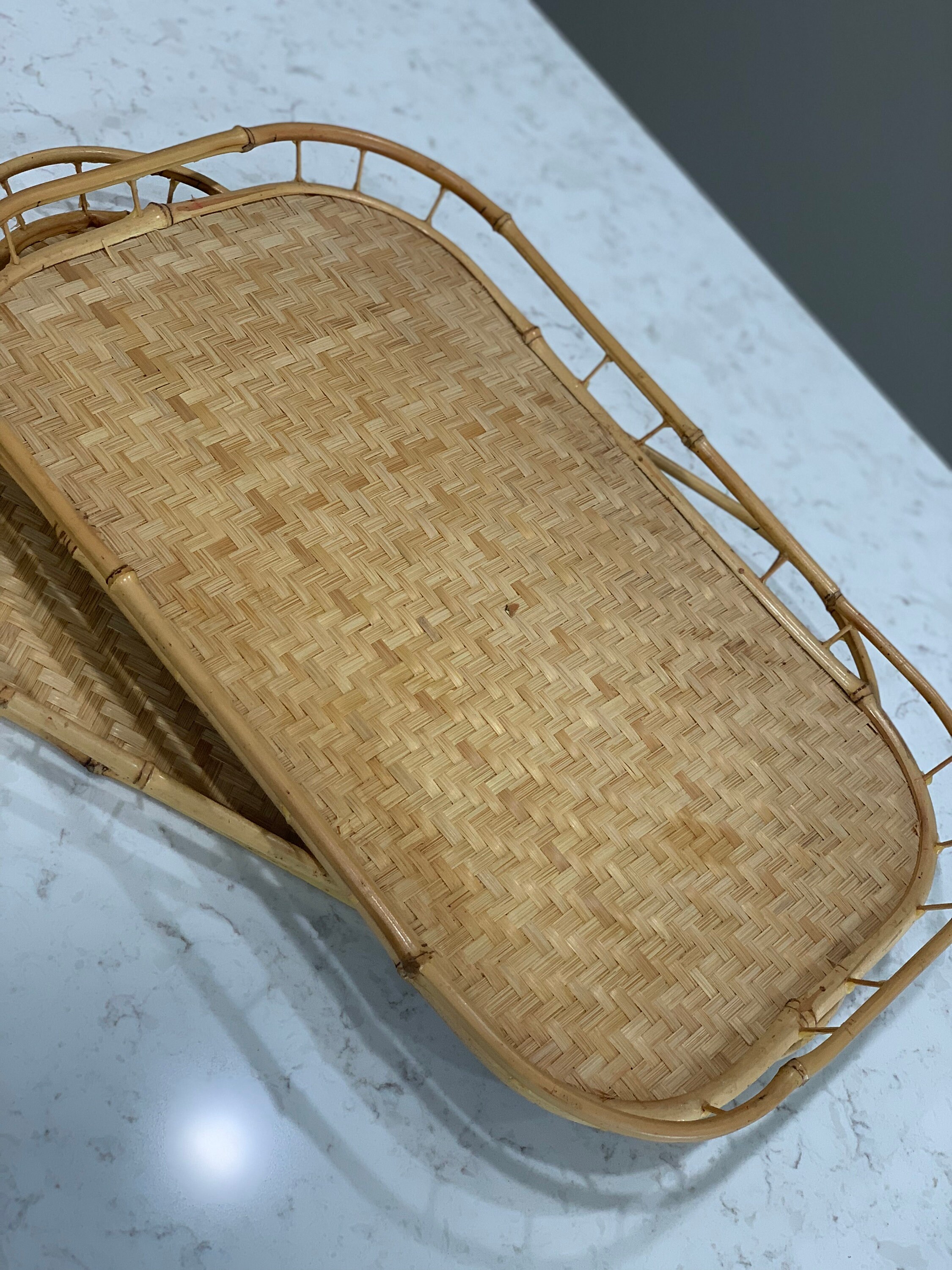 Vintage Bamboo & Wicker Serving Tray Rattan Decorative Serving Tray ...
