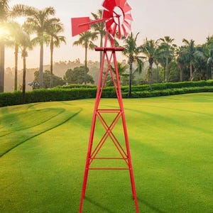 Windmill 8FT Weather Resistant Garden / Yard Metal Ornamental Wind Mill ...