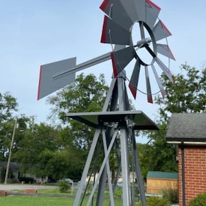 Windmill 8FT Weather Resistant Garden / Yard Metal Ornamental Wind Mill ...