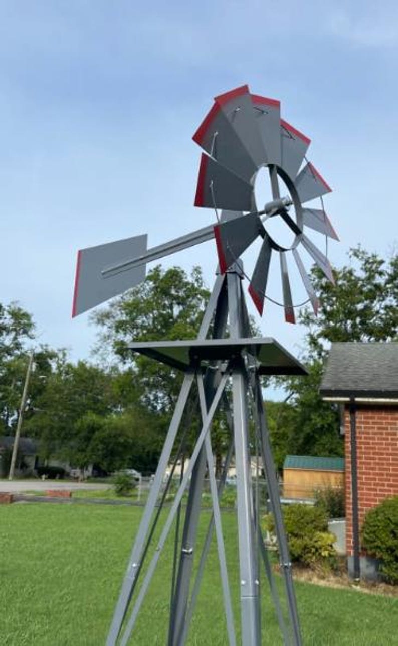 Windmill 8FT Weather Resistant Garden / Yard Metal Ornamental Wind Mill ...