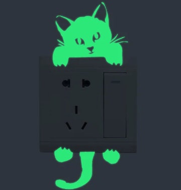 Cute Cat / Cow Light Switch Stickers, Wall Cartoon Luminous Switch ...