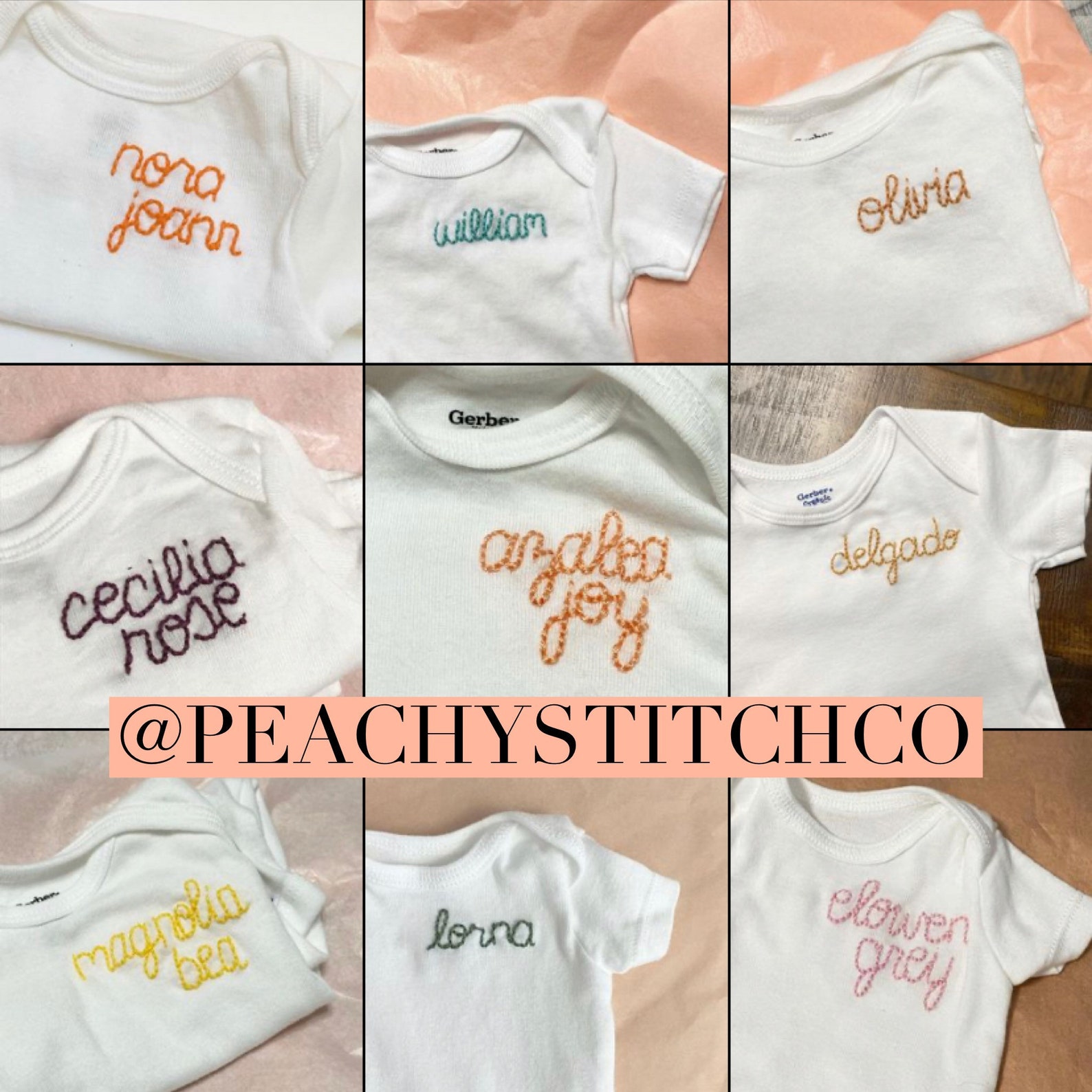 Hand Embroidered Baby Onesie Pregnancy Announcement Name | Etsy