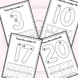 0-20 Number Tracing Worksheets,traceable Numbers,primary/kindergarten ...