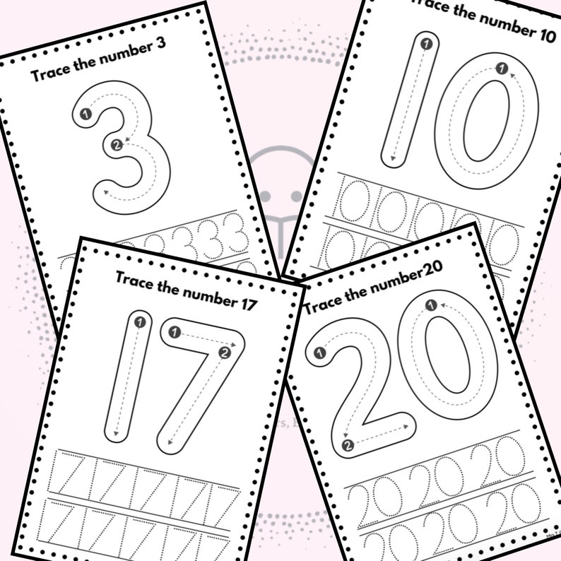 0-20 Number Tracing Worksheets,traceable Numbers,primary/kindergarten ...