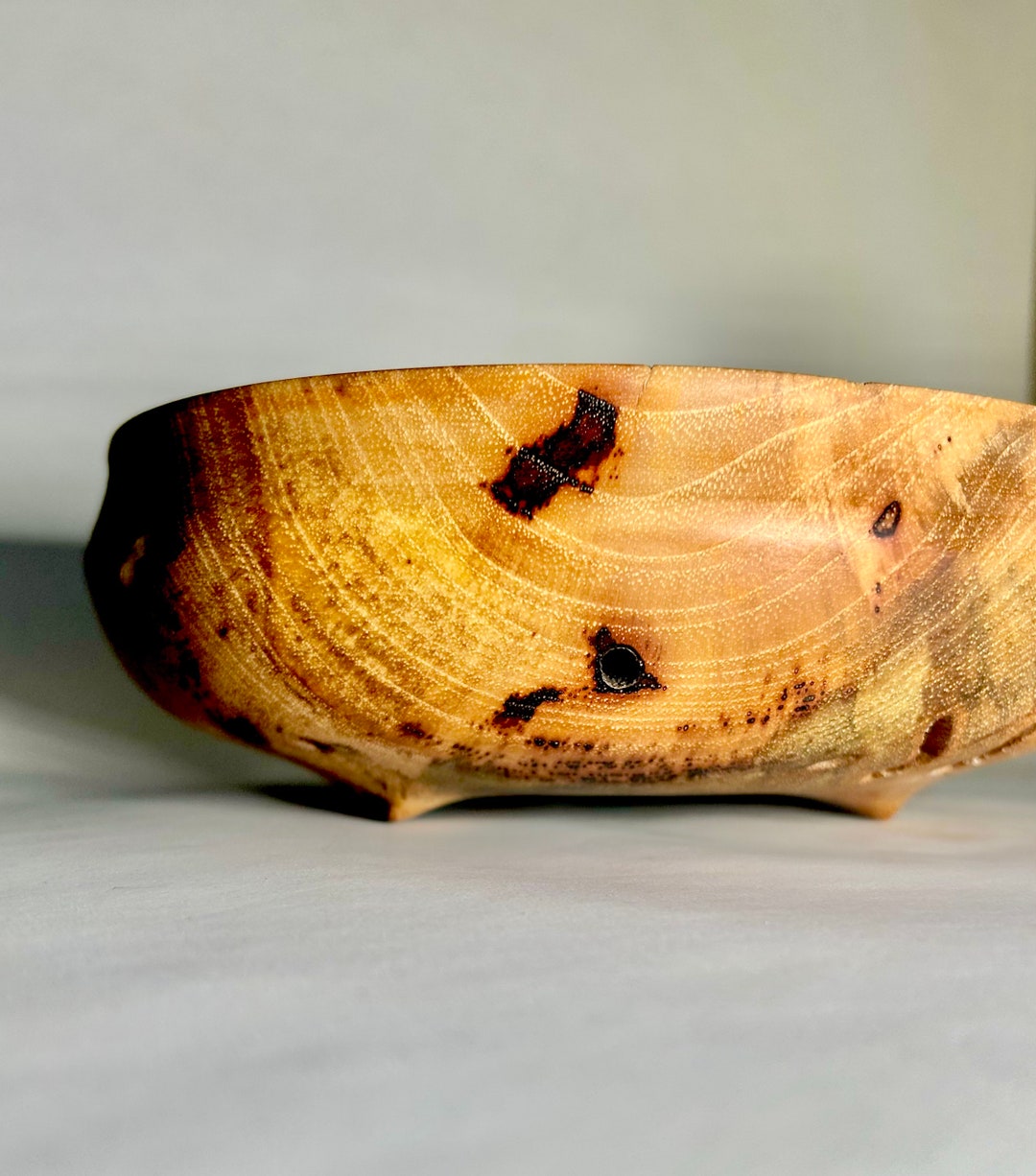 Reclaimed North Carolina Pecan Bowl With Hand Carved Feet Footed Vessel ...