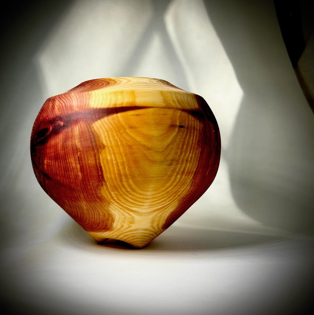 Eastern Red Cedar Vessel With Three Carved Feet Hollow Form Wooden Vase Handcrafted Vessel Gift ...