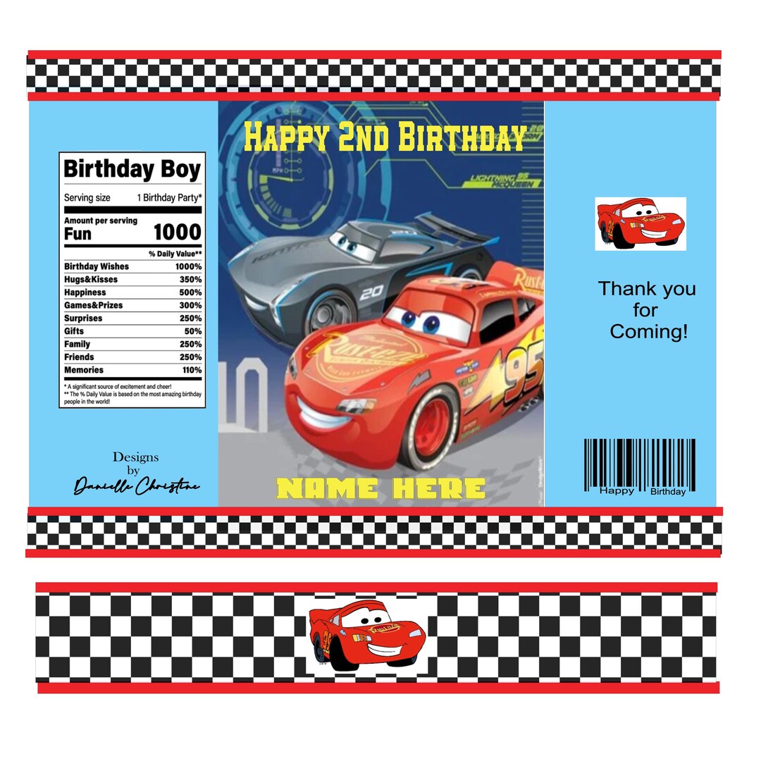 Cars Chip Bag and Water Bottle Label - Etsy
