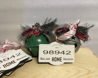 Zip Code Ornament, Custom Engraved Ornament, Hometown Keepsake, Unique ...