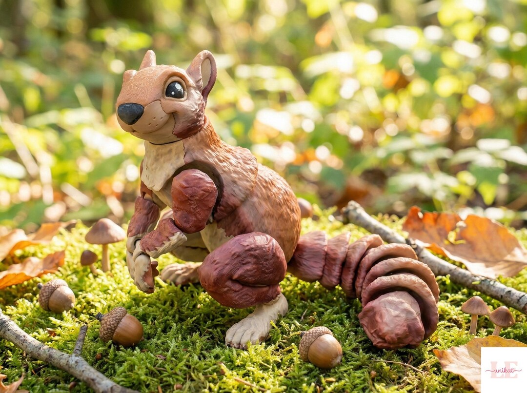 Squirrel Figurine, Movable 3D Printed Woodland Animal Decoration - Etsy