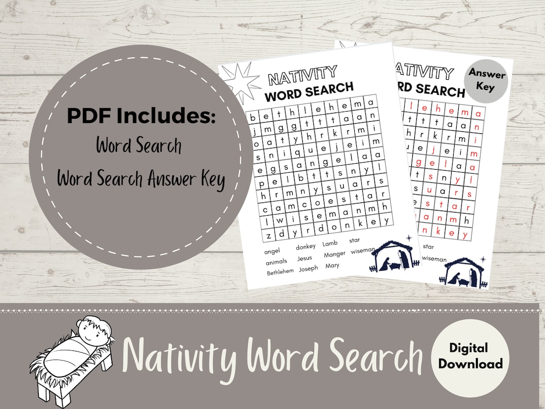 Nativity Word Search, Nativity Activities for Kids, Christmas Word ...