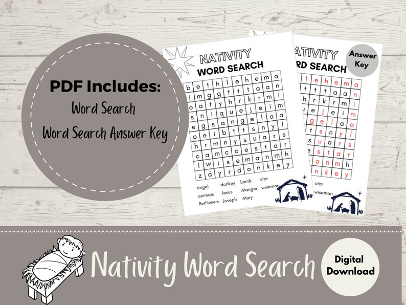 Nativity Word Search, Nativity Activities for Kids, Christmas Word ...