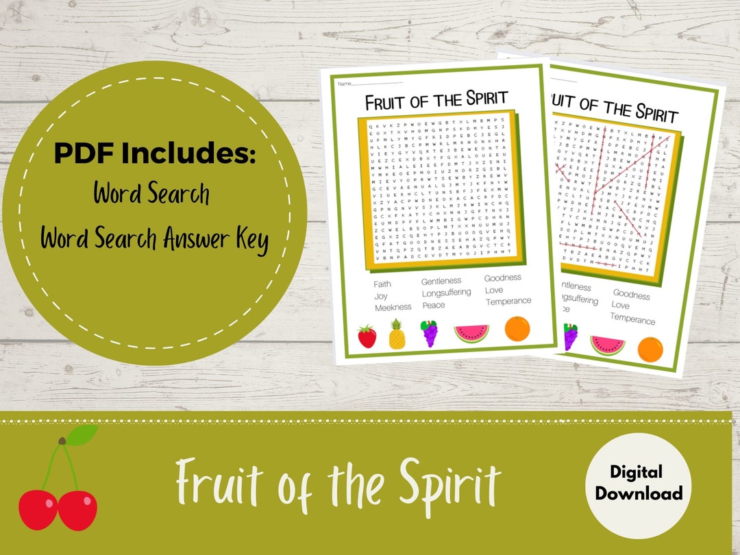 Fruit of the Spirit Activity, Printable Word Search, Sunday School ...