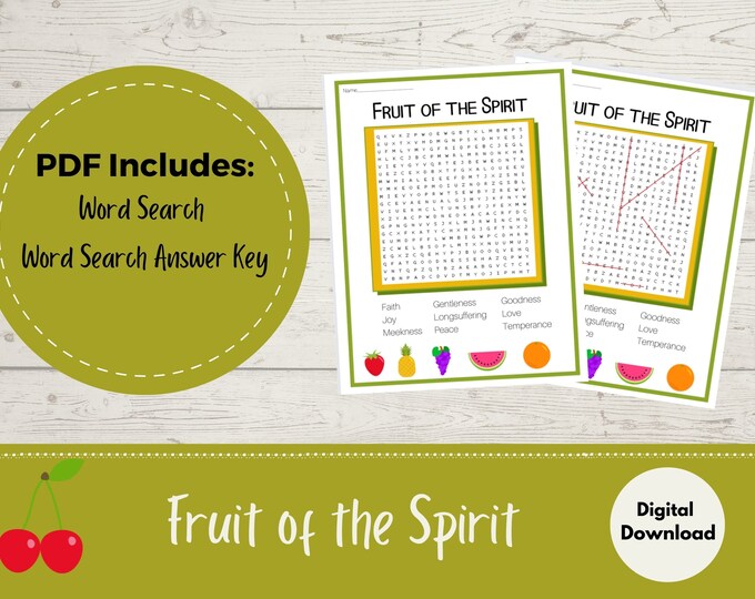 Fruit of the Spirit Activity, Printable Word Search, Sunday School ...