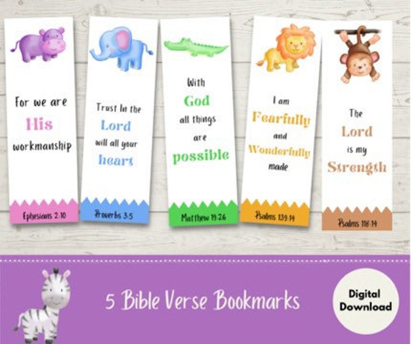 Kids Bible Verse Bookmark, Scripture Bookmark, Kids Bible Verses ...