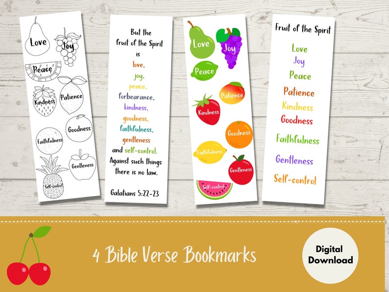 Fruit of the Spirit Bookmarks, Bible Verse Bookmark, Kids Bookmark ...
