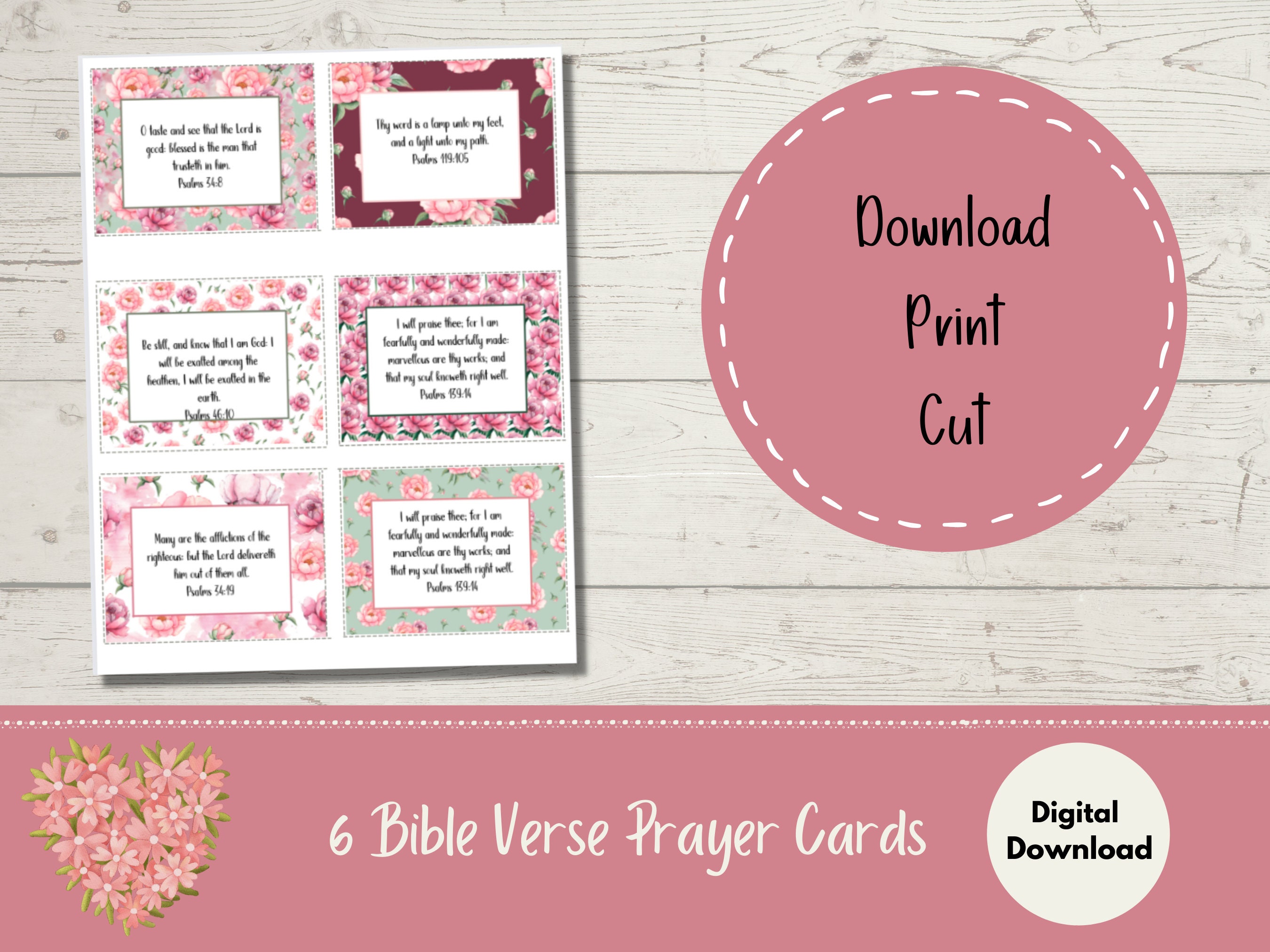 Bible Verse Cards, Scripture Cards, Prayer Cards, Printable Bible Verse ...