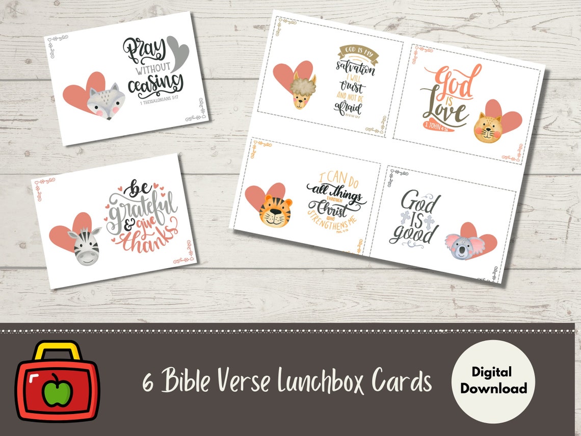 Bible Verse Lunch Notes, Scripture Cards, Lunchbox Notes for Kids ...