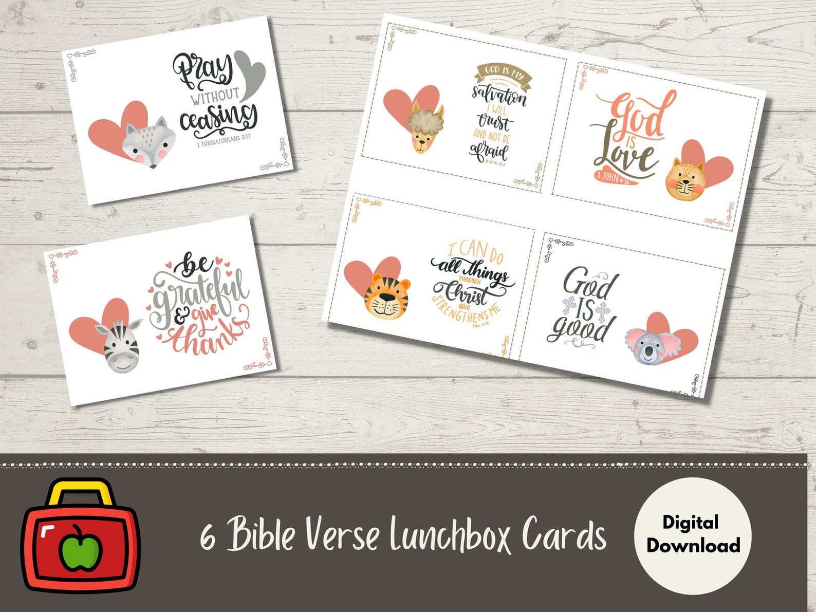 Bible Verse Lunch Notes, Scripture Cards, Lunchbox Notes for Kids ...