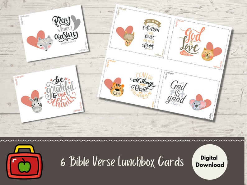 Bible Verse Lunch Notes, Scripture Cards, Lunchbox Notes for Kids ...