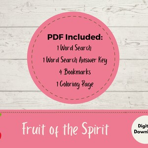 Fruit of the Spirit Bookmarks, Bible Verse Bookmark, Coloring Sheet ...