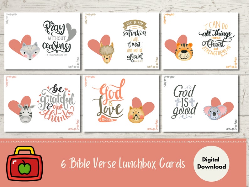 Bible Verse Lunch Notes, Scripture Cards, Lunchbox Notes for Kids ...