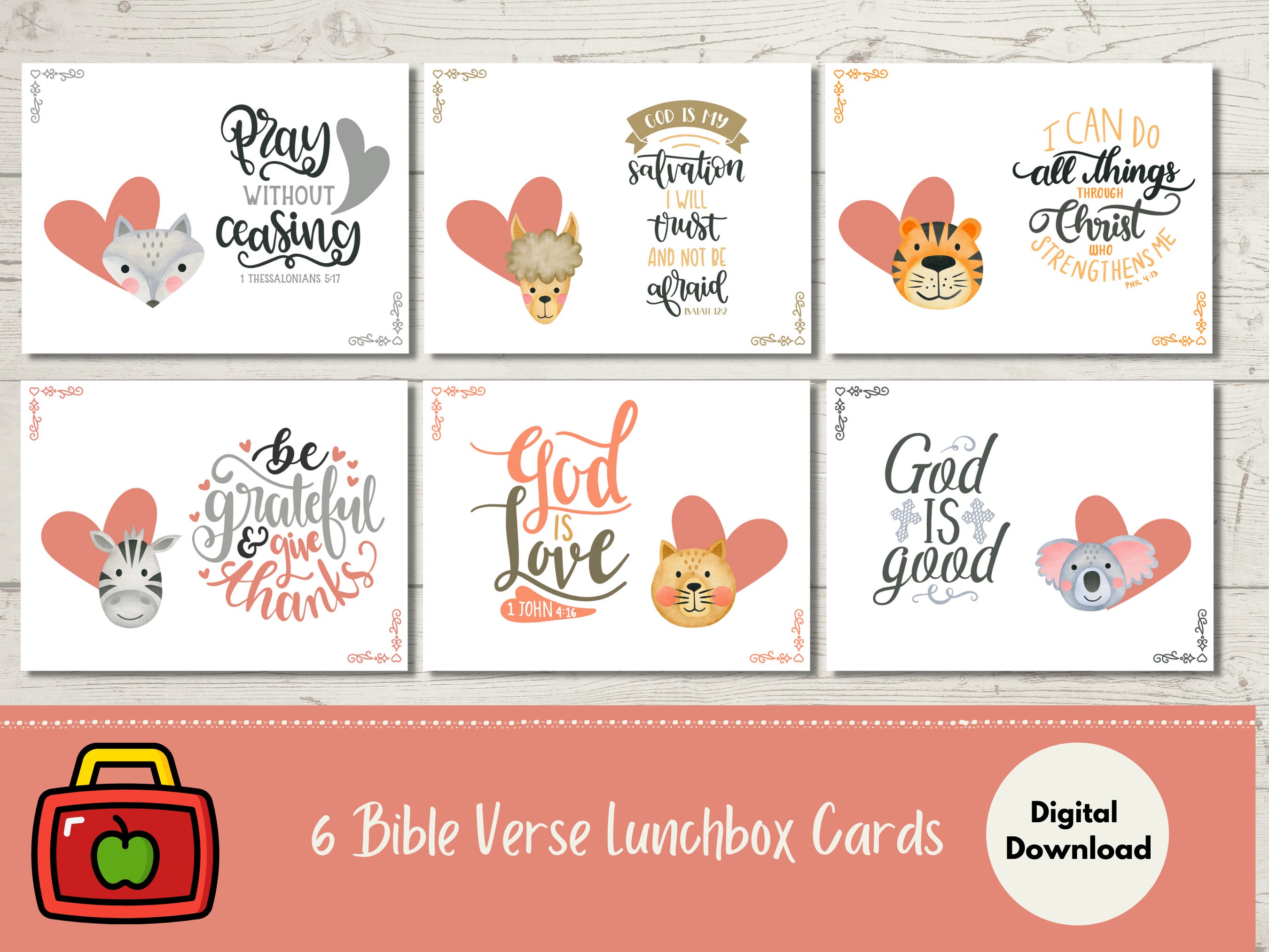 Bible Verse Lunch Notes, Scripture Cards, Lunchbox Notes for Kids ...