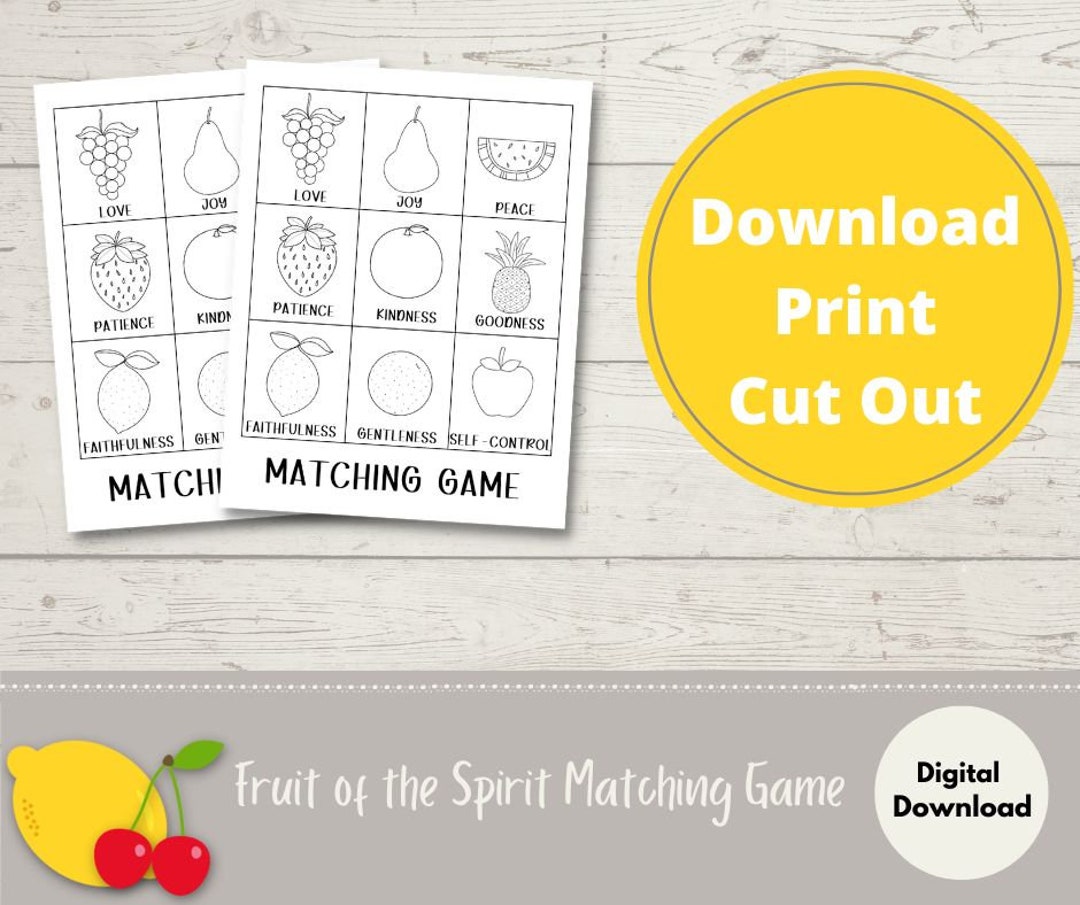 Fruit of the Spirit, Matching Game, Memory Game, Bible Activities for ...