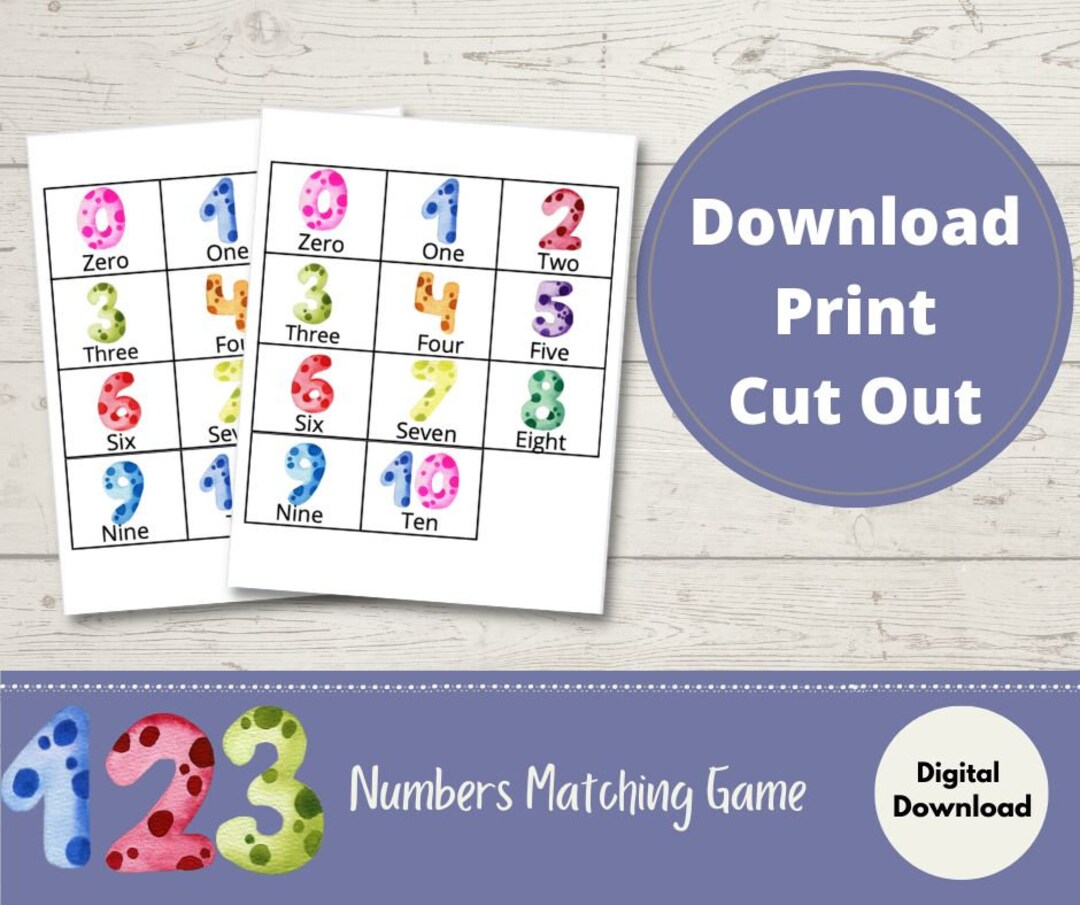 Number Matching Game, Memory Game, Toddler Game, Toddler Learning ...