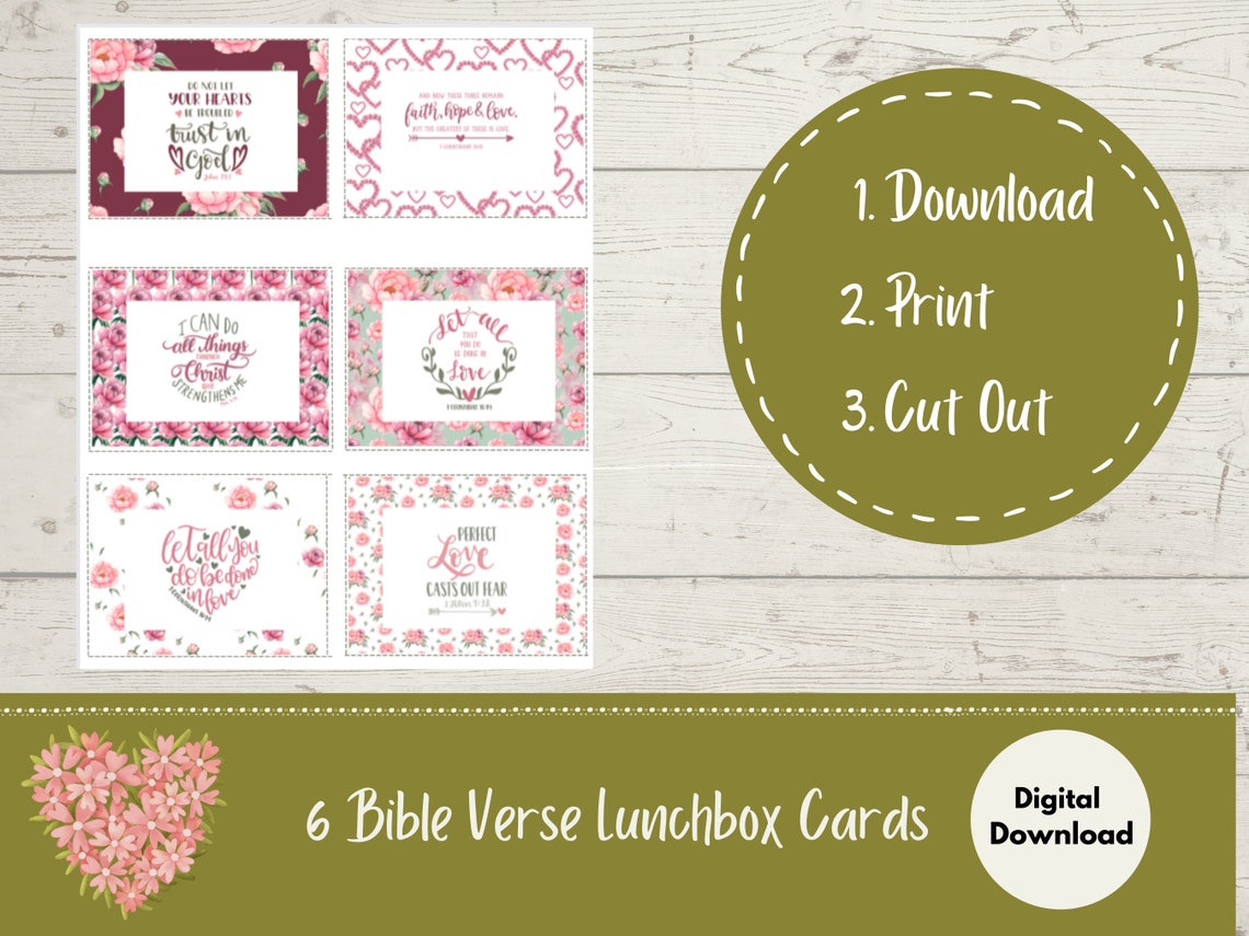 Scripture Cards, Bible Verse Card Printable, Lunchbox Notes ...