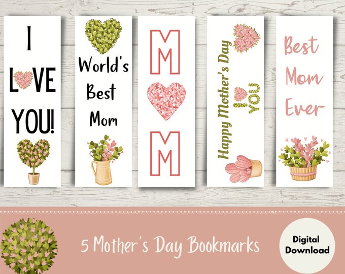 Mothers Day Bookmark, Bookmark for Mom, Digital Bookmark, Mother’s Day ...