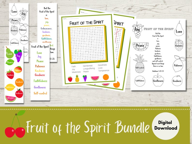 Fruit of the Spirit Bookmarks, Bible Verse Bookmark, Coloring Sheet ...
