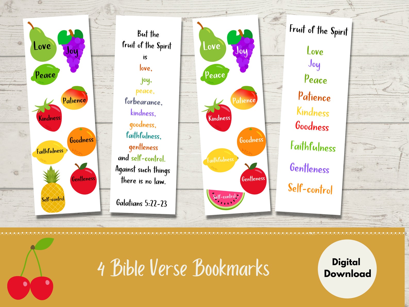 Fruit of the Spirit Bookmarks, Bible Verse Bookmark, Kids Bookmark ...