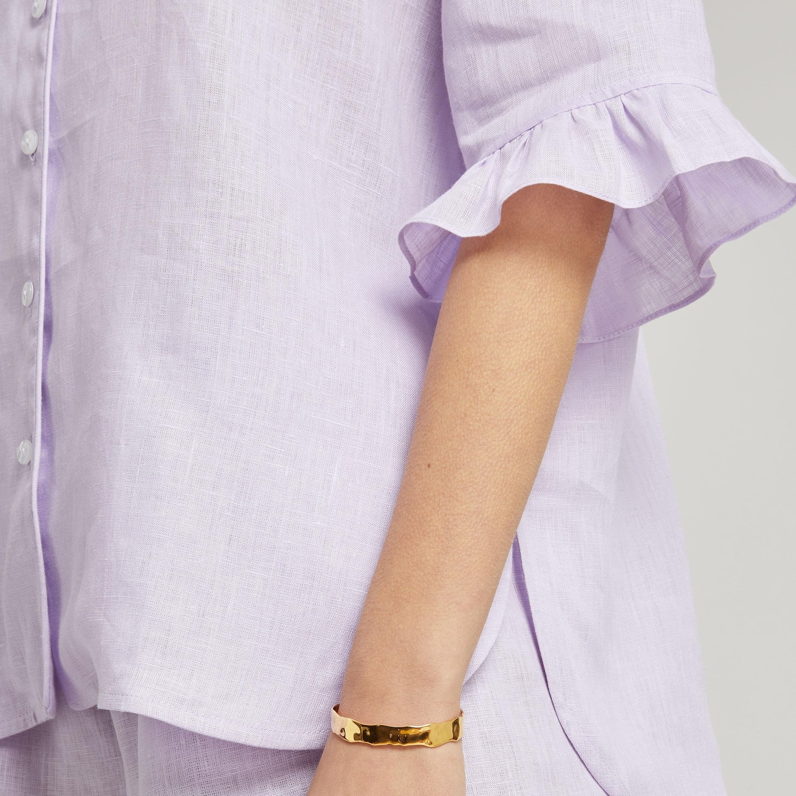 Pastel Yellow Linen Pajama Set, Linen Ruffle Shorts and Shirts, Light ...