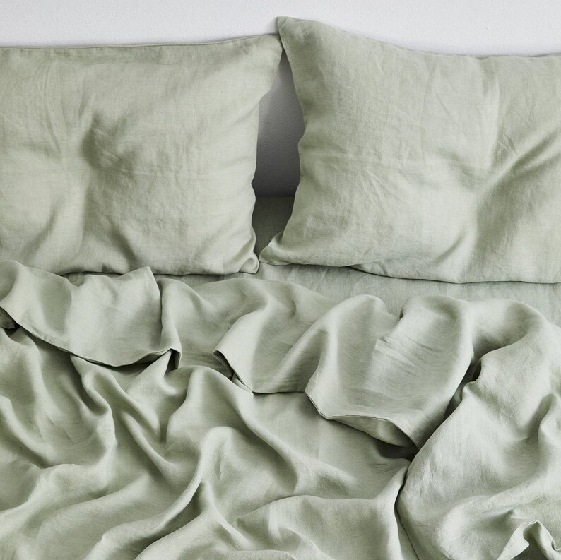 Sage Green Soft Cotton Flat Sheet Light Green Bedding Set | Etsy