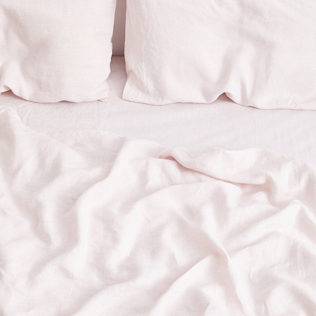 Rose Pink Soft Cotton Flat Sheet, Blush Pink Bedding Set, Stonewashed ...