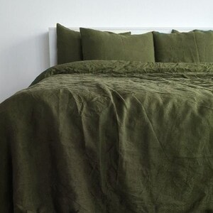 Forest Green Soft Cotton Flat Sheet, Emerald Green Bedding Set, Olive ...