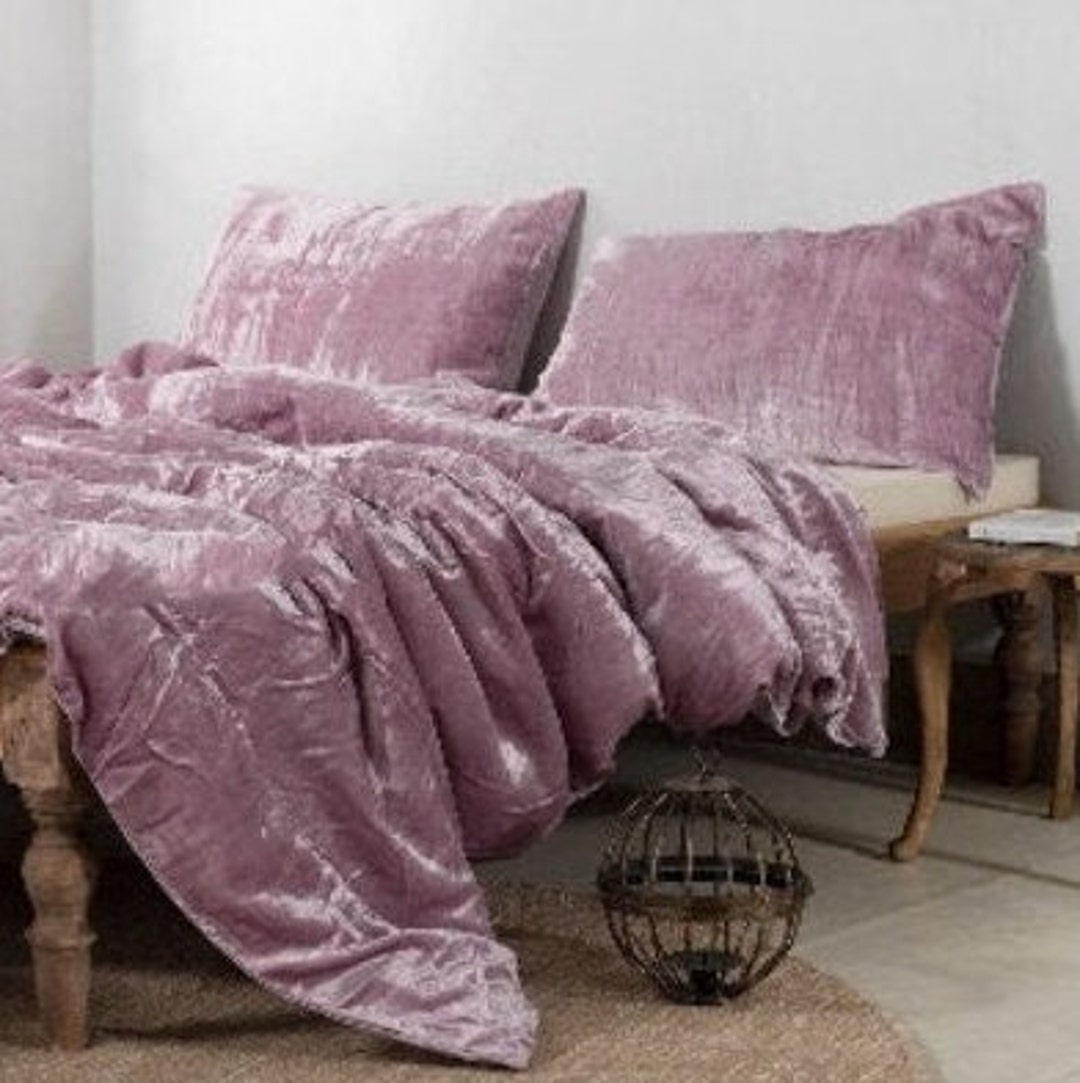 Lilac Crushed Velvet Duvet Cover, Lavender Soft Velvet Bedding Set - Etsy