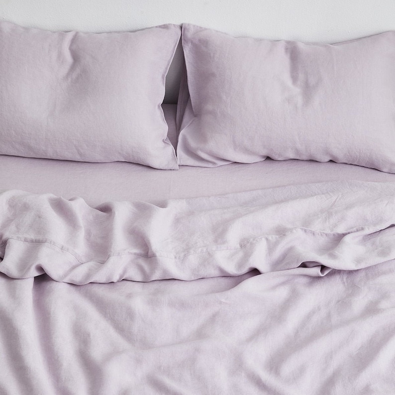 Set of 2 Natural Cotton Back Envelope Pillow Case, Lilac Cushion Cover ...