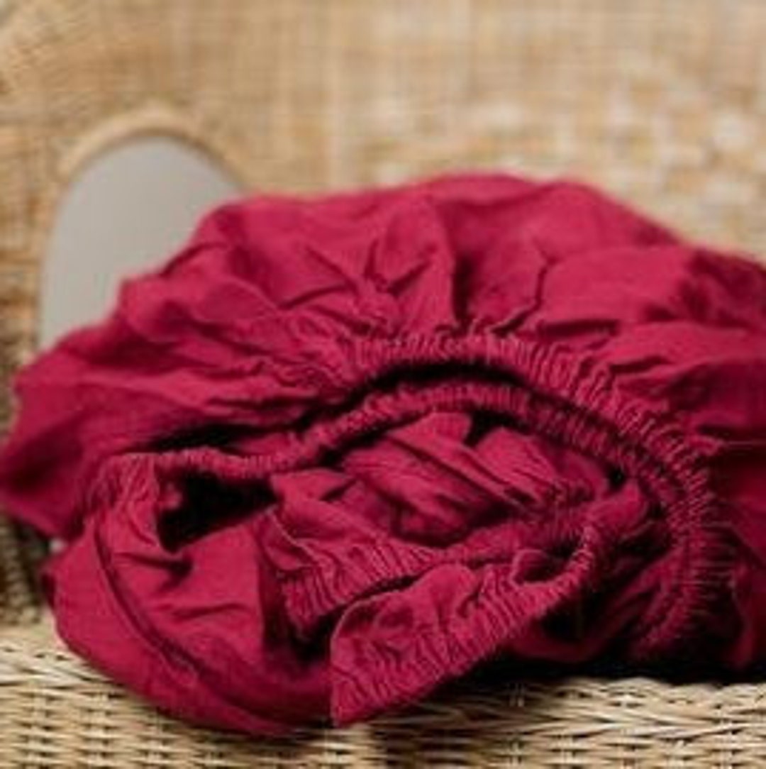 Custom Made Cherry Red Soft Cotton Fitted Sheet, Stonewashed Linen Bed ...