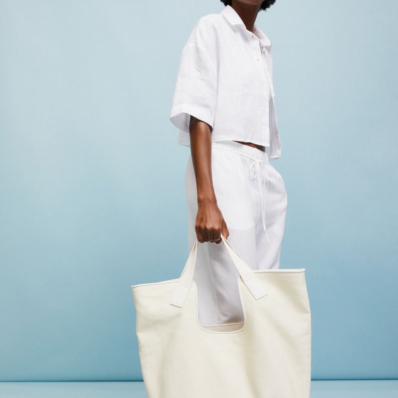 Beige Linen Button Down Boxy Crop Shirt Natural Linen Button - Etsy