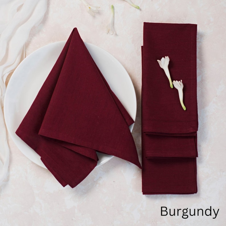 100 Pack of Burgundy Linen Napkin Dark Wine Washable Linen - Etsy
