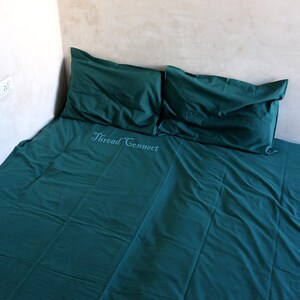 Forest Green Soft Cotton Flat Sheet, Emerald Green Bedding Set, Olive ...