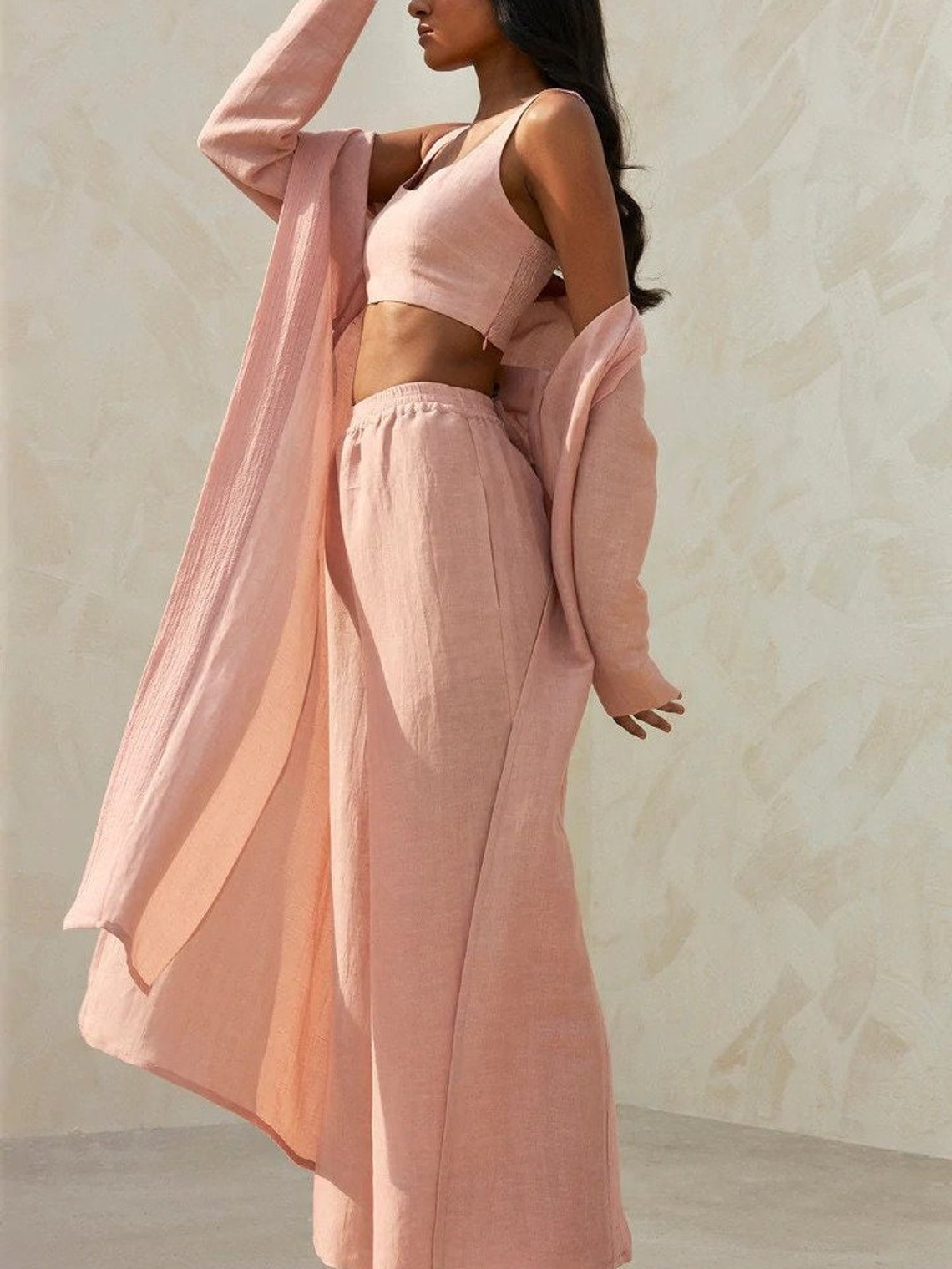 Soft Linen Overlay With High Side Slits Dusty Pink Linen Boho - Etsy