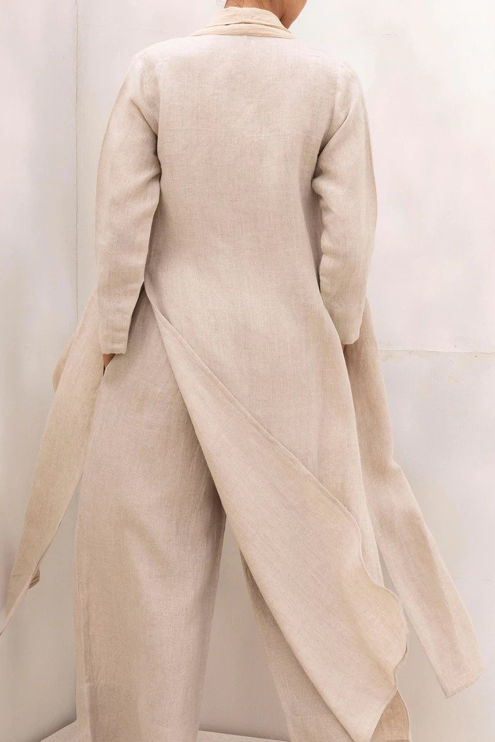 Natural Soft Linen Overlay With High Side Slits, Linen Boho Kimono ...